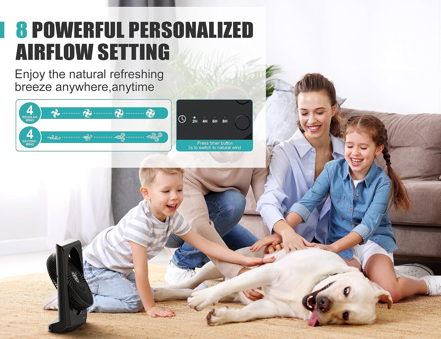 AddAcc- 10" Battery Operated Box Fan, 20000mAh Rechargeable Window Fan ...