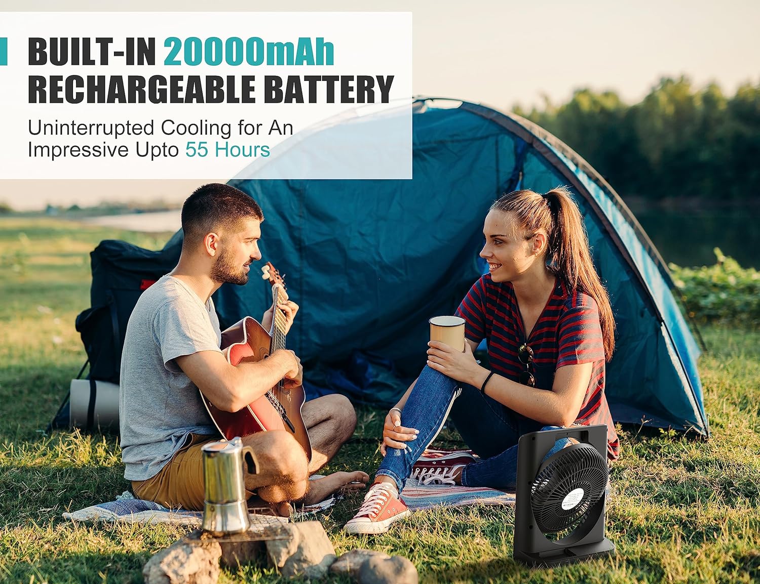 AddAcc- 10" Battery Operated Box Fan, 20000mAh Rechargeable Window Fan ...